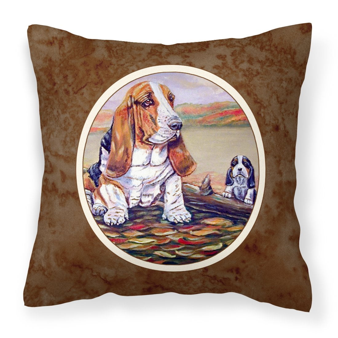 Carolines Treasures 7004PW1414 Basset Hound Fabric Decorative Pillow ...
