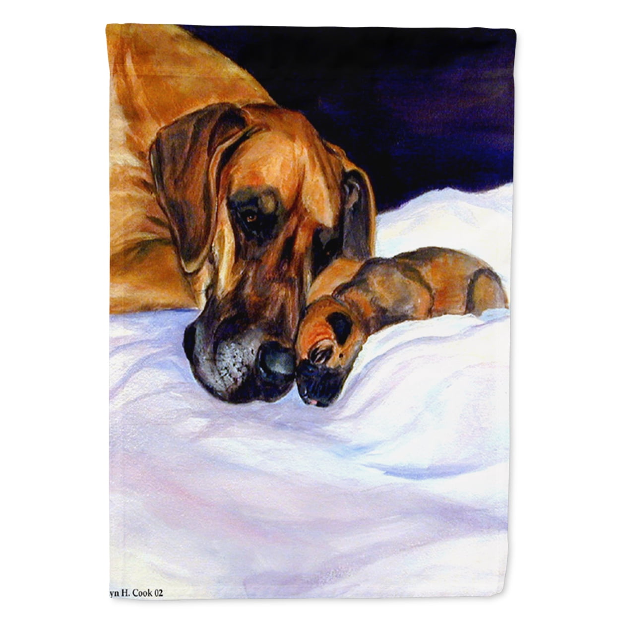 Carolines Treasures 7099-FLAG-PARENT Fawn Natural Great Dane and Puppy ...