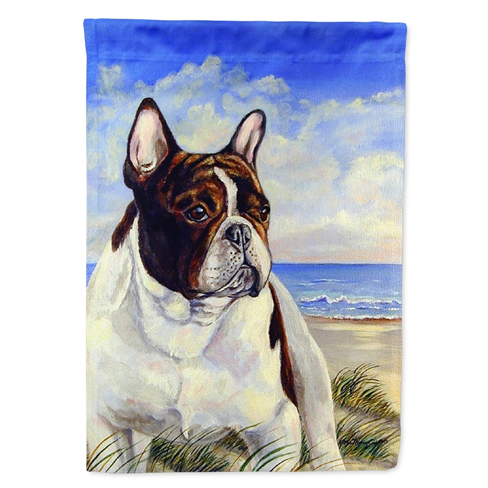 Carolines Treasures 7171-FLAG-PARENT French Bulldog at the beach Flag ...