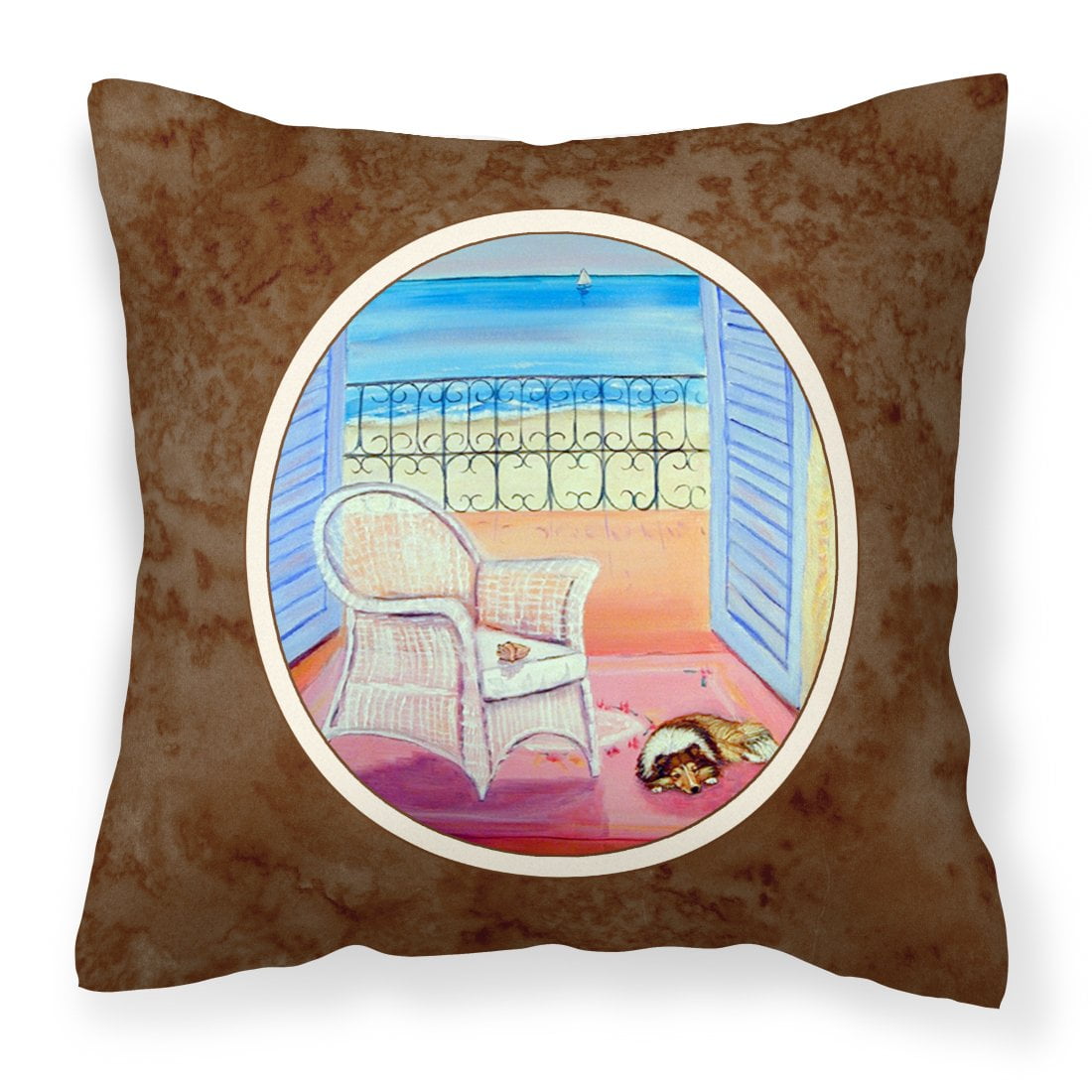 Carolines Treasures 7186PW1414 Sheltie waiting on Mom Fabric Decorative ...