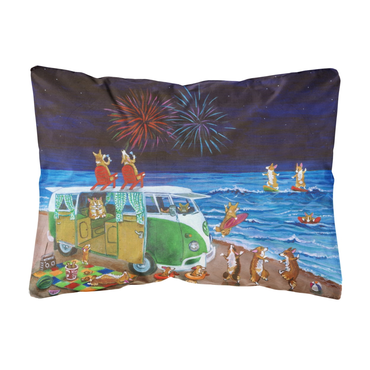 Carolines Treasures 7317PW1216 Corgi Beach Party Volkswagon Bus ...