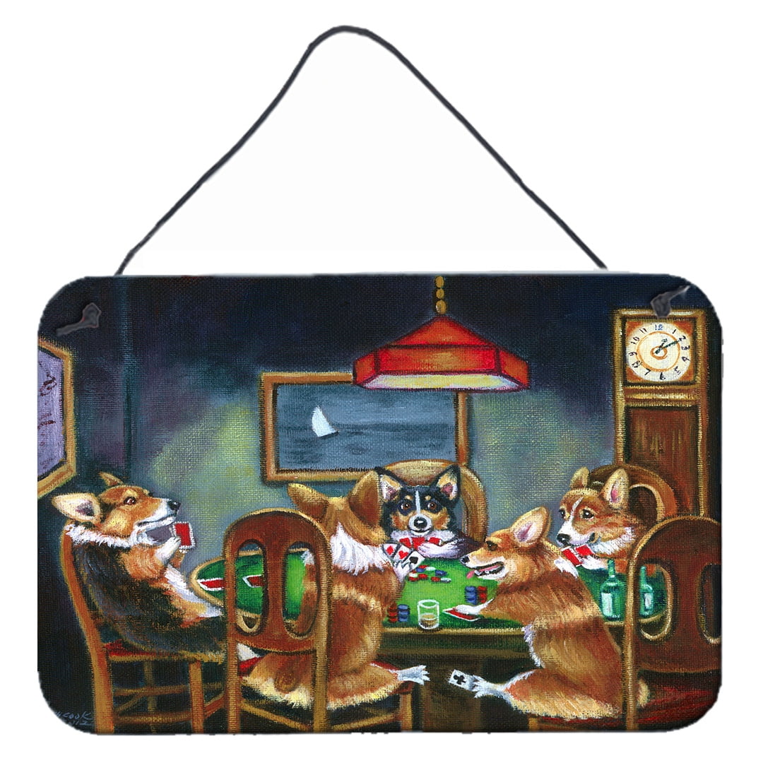 Carolines Treasures 7416DS812 Corgi Playing Poker Wall or Door Hanging ...