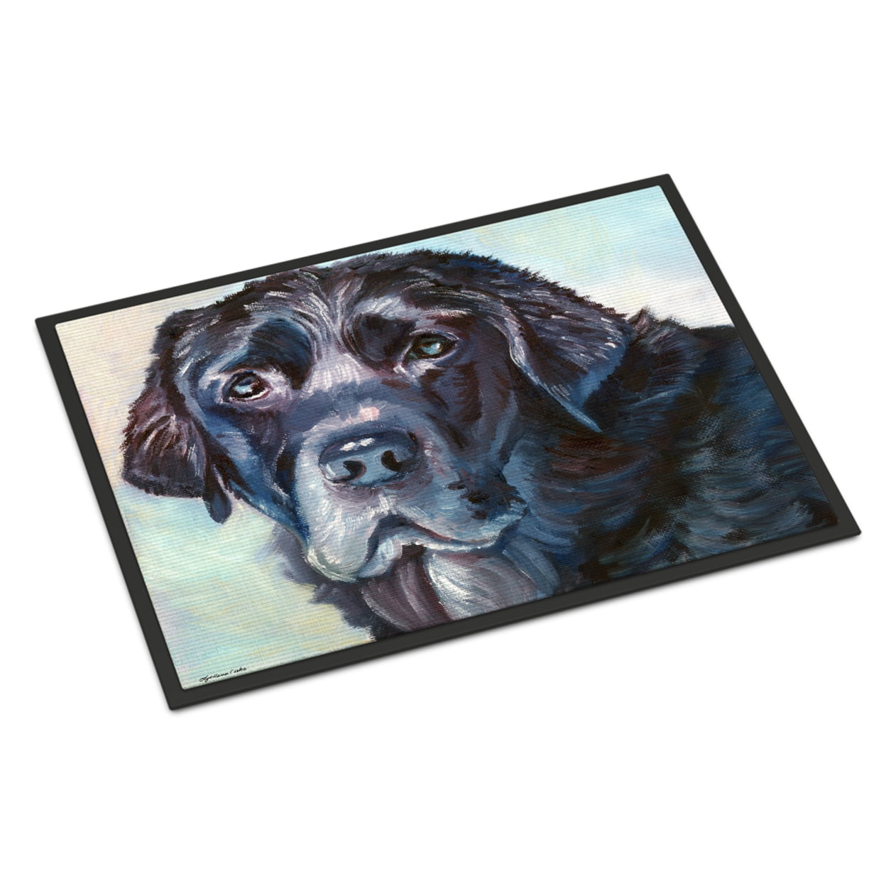 Carolines Treasures 7419MAT Black Labrador Face Doormat 18x27 27"L x 18 ...