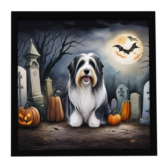 Carolines Treasures 8 x 8 in. Bearded Collie Spooky Halloween Framed ...
