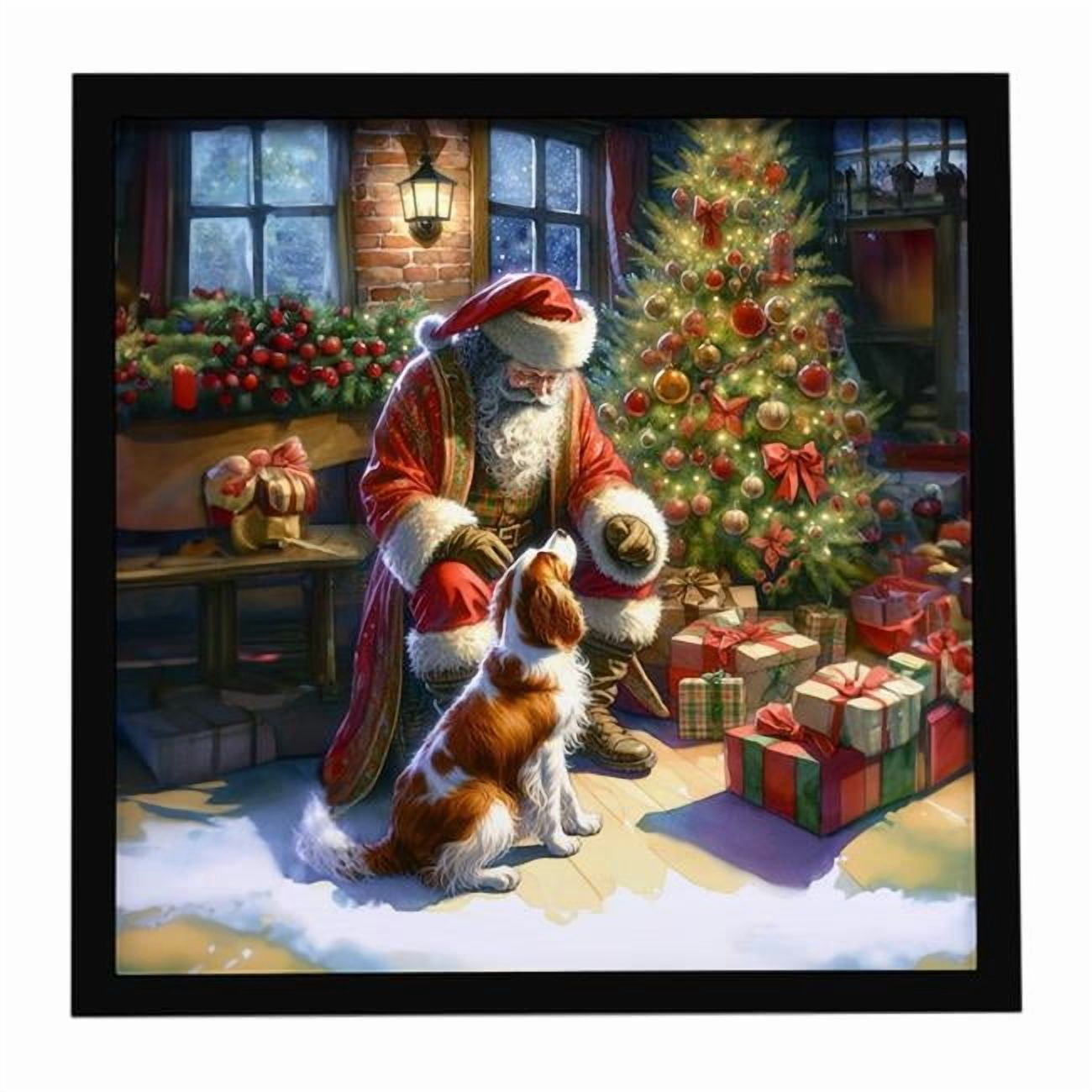 Carolines Treasures 8 x 8 in. Brittany & Santa Claus Framed Metal Print ...