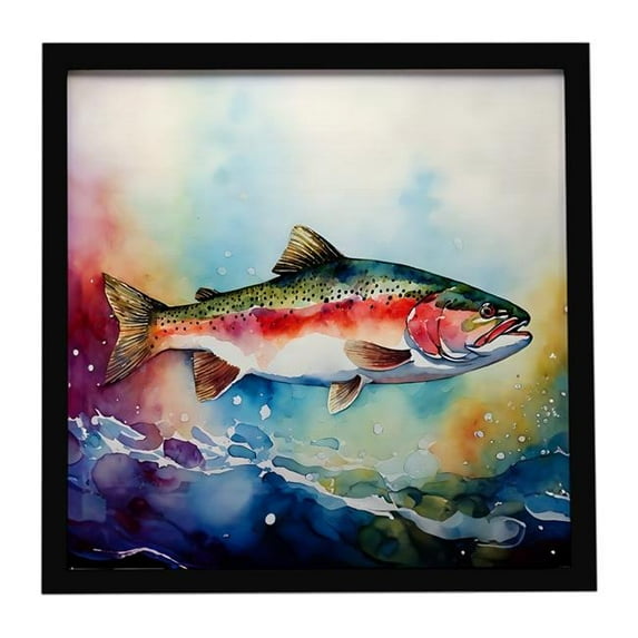 Carolines Treasures 8 x 8 in. Rainbow Trout Framed Metal Print ...