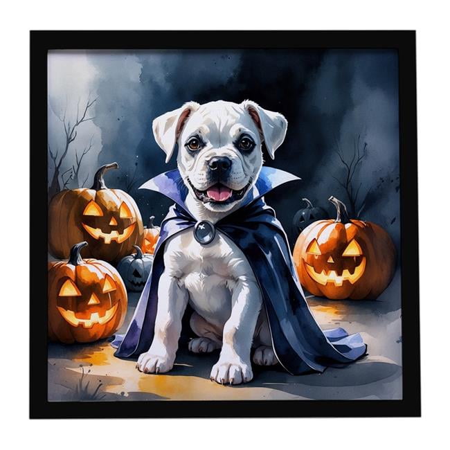 Carolines Treasures 8 x 8 in. White Boxer Puppy Halloween Framed Metal ...