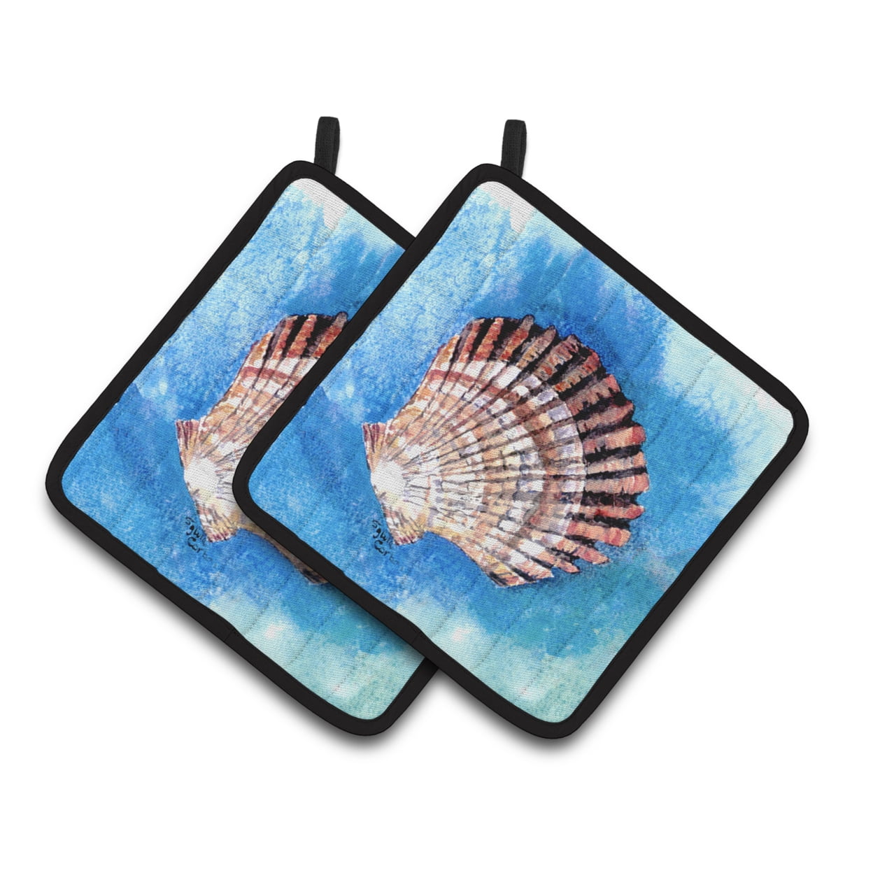 Carolines Treasures 8008PTHD Scallop Sea Shell Pair of Pot Holders, 7 ...