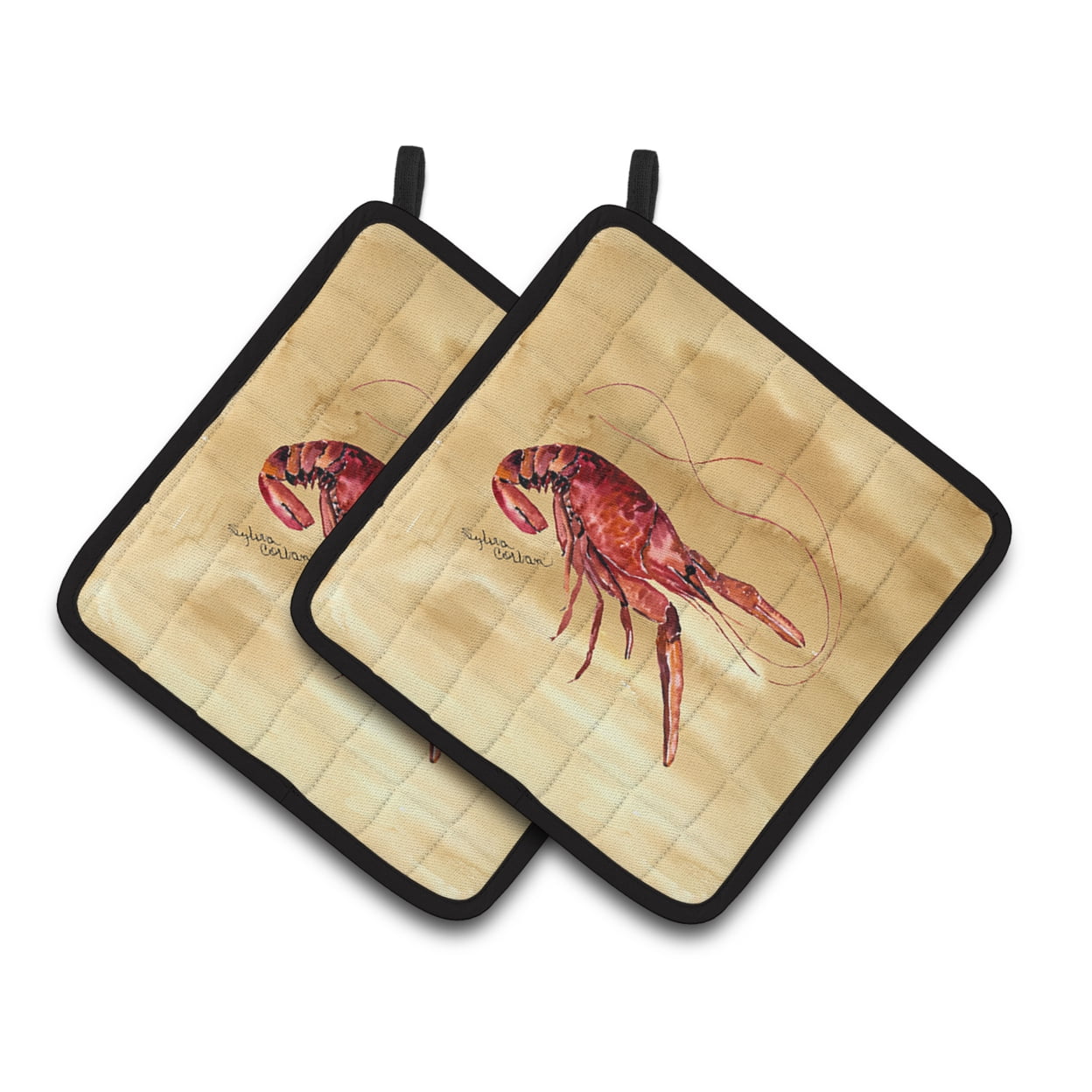 Carolines Treasures 8230PTHD Crawfish Pair of Pot Holders 7.5HX7.5W ...