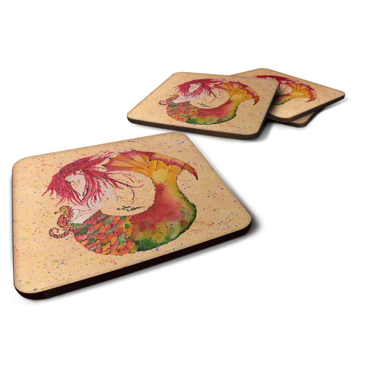 Carolines Treasures 8339FC Mermaid Foam Coaster Set of 4 3 1/2 x 3 1/2 ...