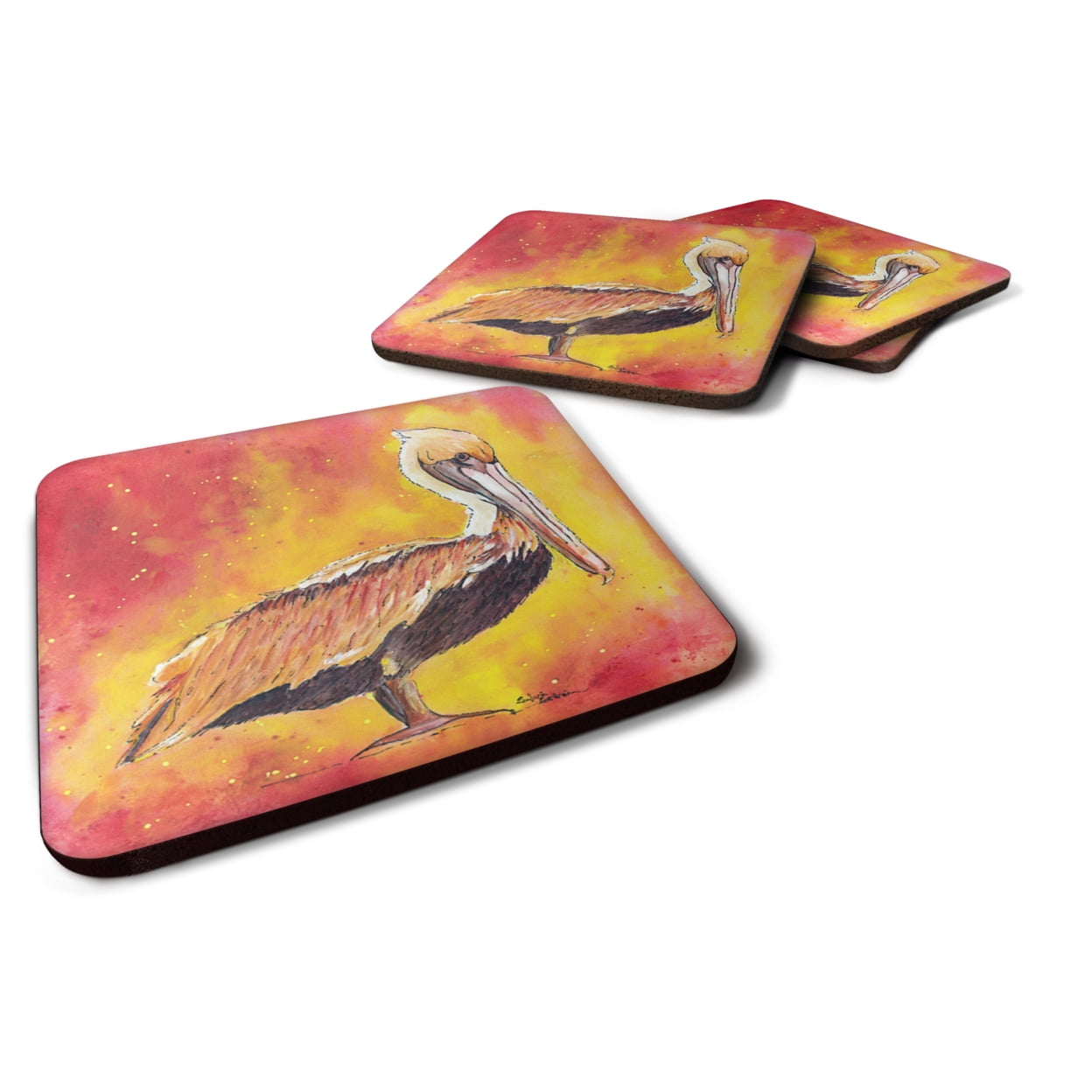 Carolines Treasures 8344FC Pelican Foam Coaster Set of 4 3 1/2 x 3 1/2 ...