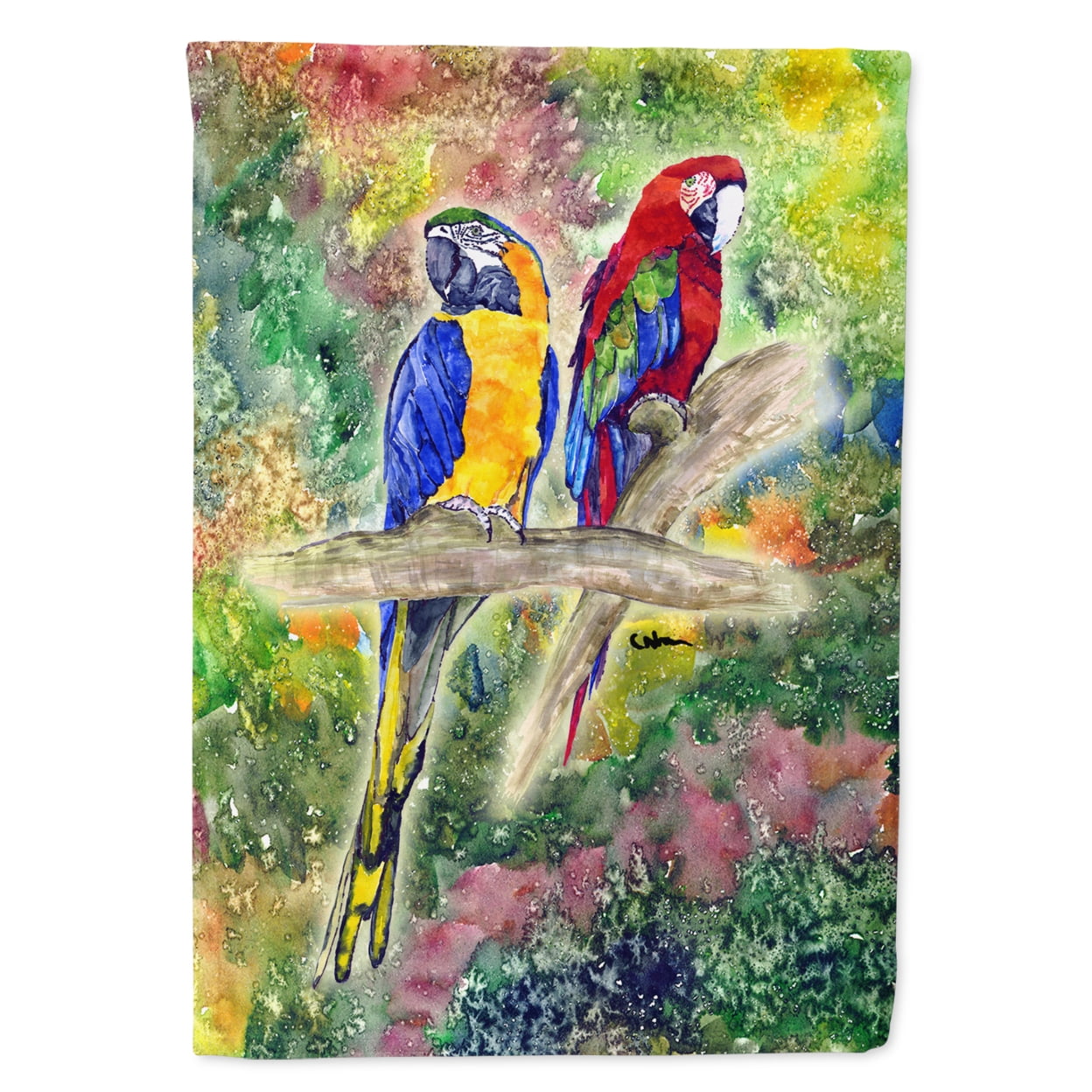 Carolines Treasures 8600-FLAG-PARENT Parrot Parrot Head Flag multicolor ...