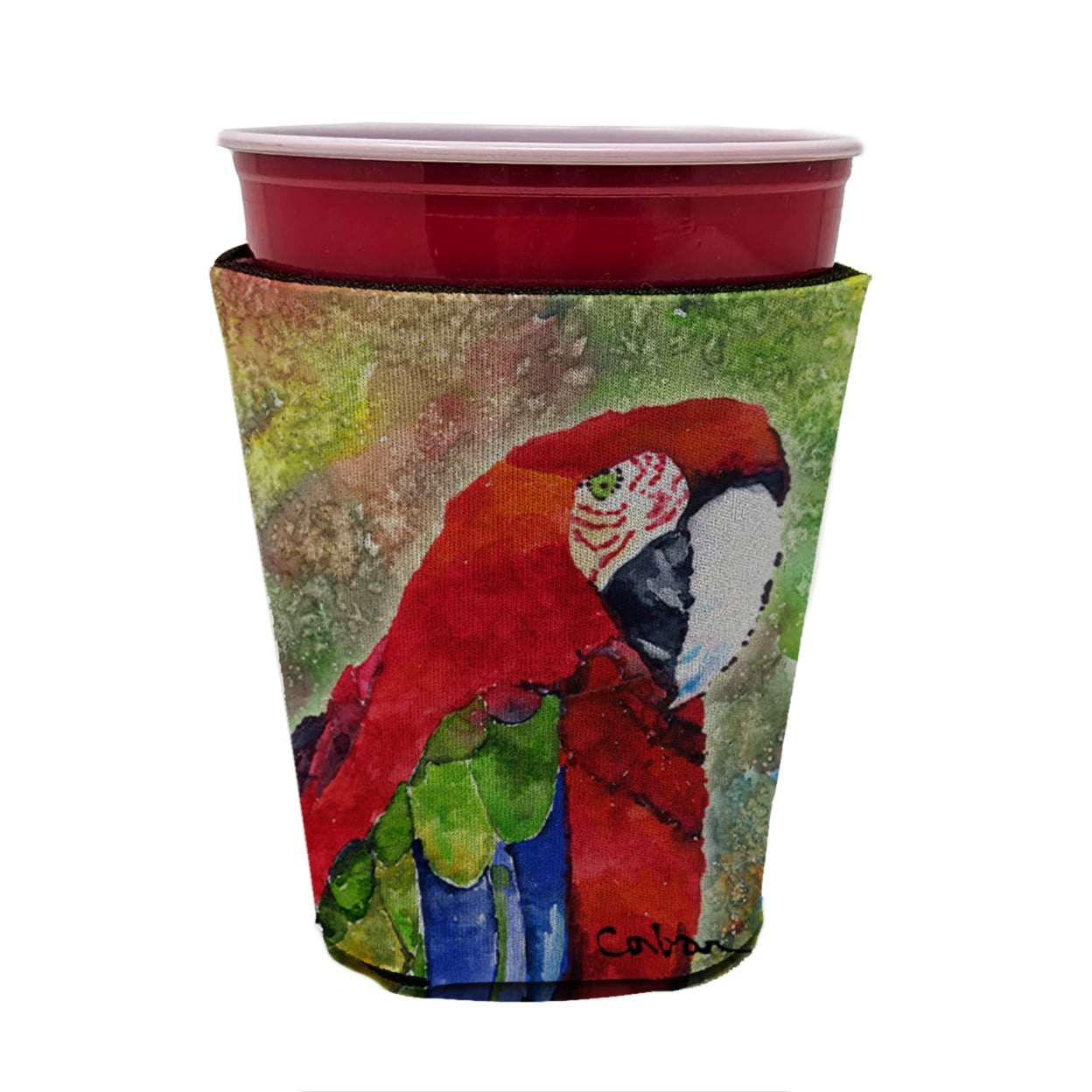 Carolines Treasures 8606RSC Parrot Red Cup Hugger Red Cup multicolor ...