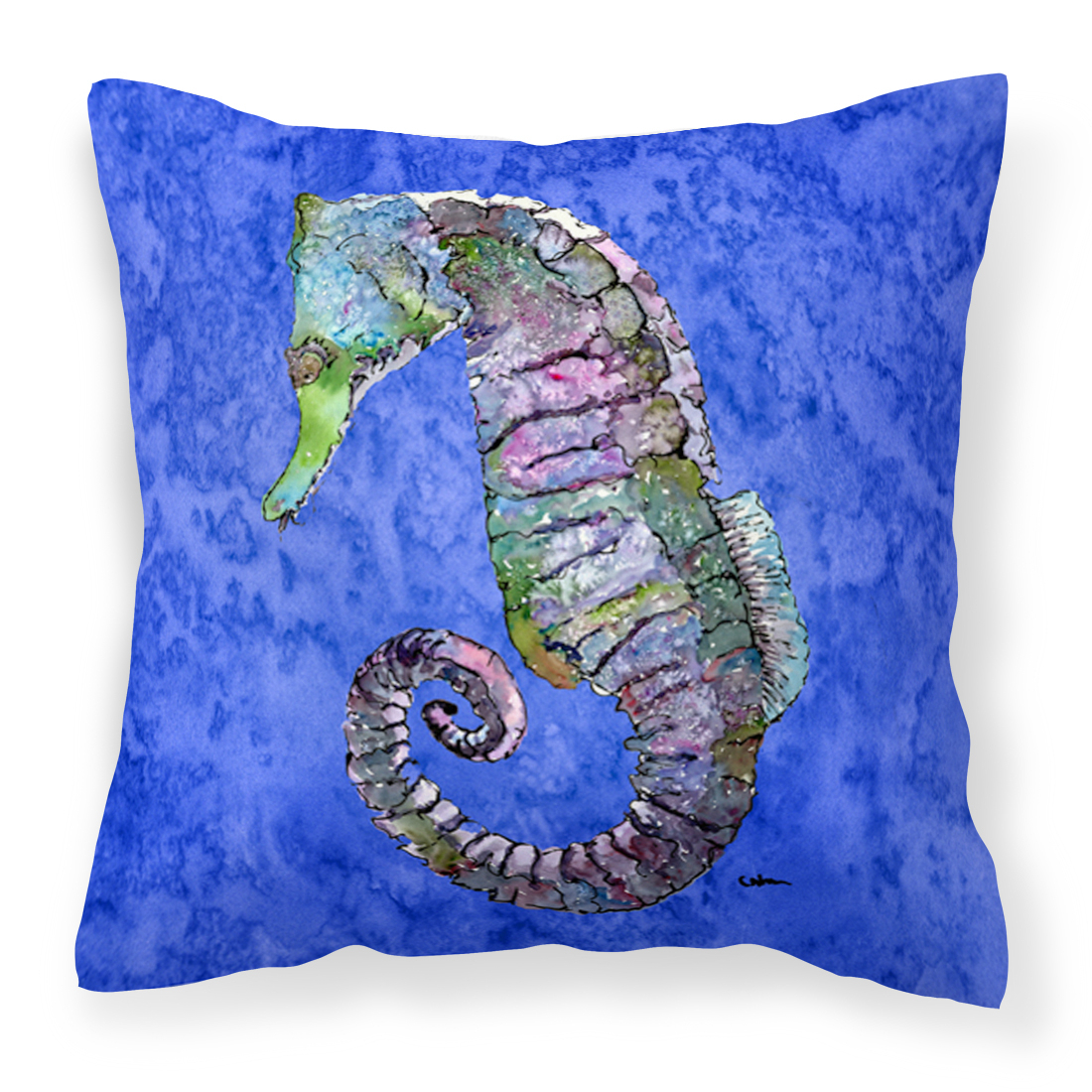 Carolines Treasures 8639PW1414 Seahorse Fabric Decorative Pillow ...