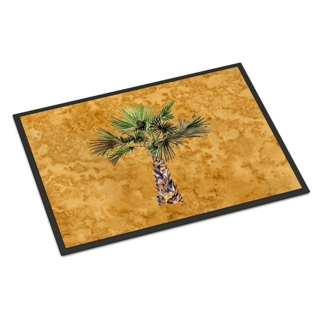 Carolines Treasures 8706MAT Palm Tree on Gold Indoor or Outdoor Mat ...