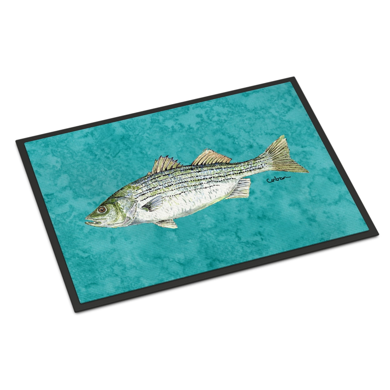 Carolines Treasures 8720JMAT Striped Bass Fish Doormat 24x36 36"L x 24 ...