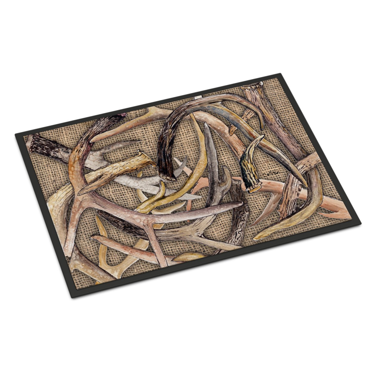 Carolines Treasures 8732JMAT Deer Horns Door Mat Indoor Rug or Outdoor ...