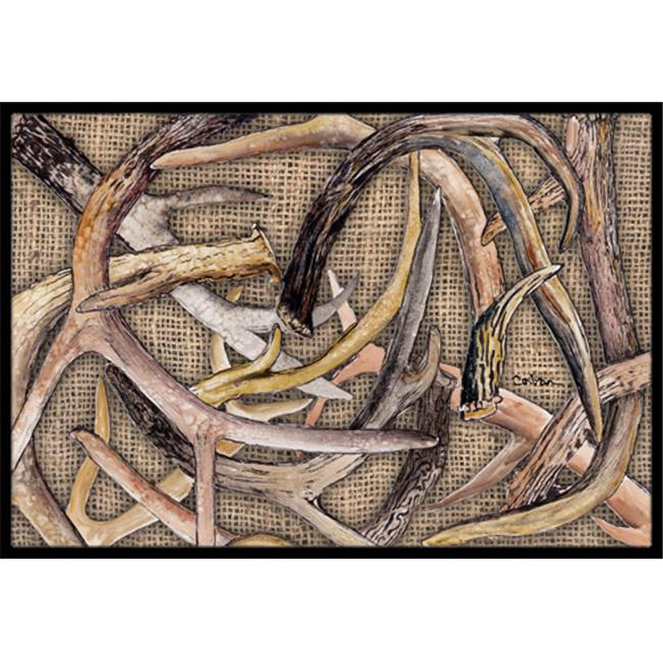 Carolines Treasures 8732MAT 18 x 27 in. Burlap Deer Horns Indoor Or ...