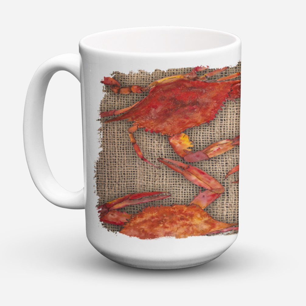 Cooked Crabs on Faux Burlap Coffee Mug 15 oz - Walmart.com