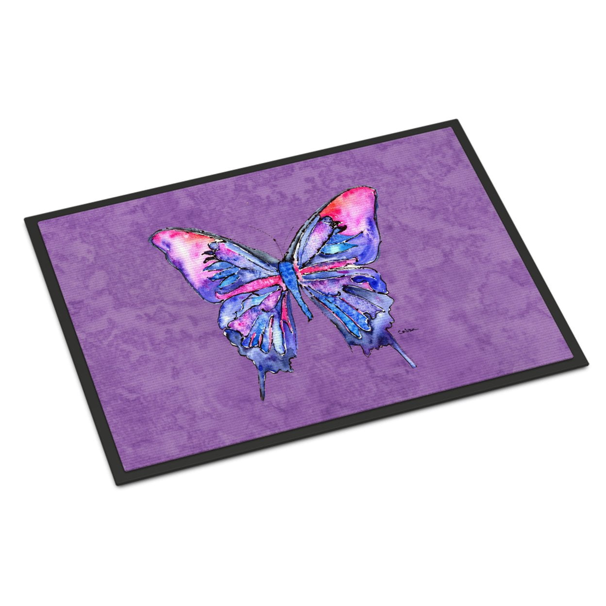 Carolines Treasures 8860MAT Butterfly on Purple Doormat 18x27 27"L x 18 ...