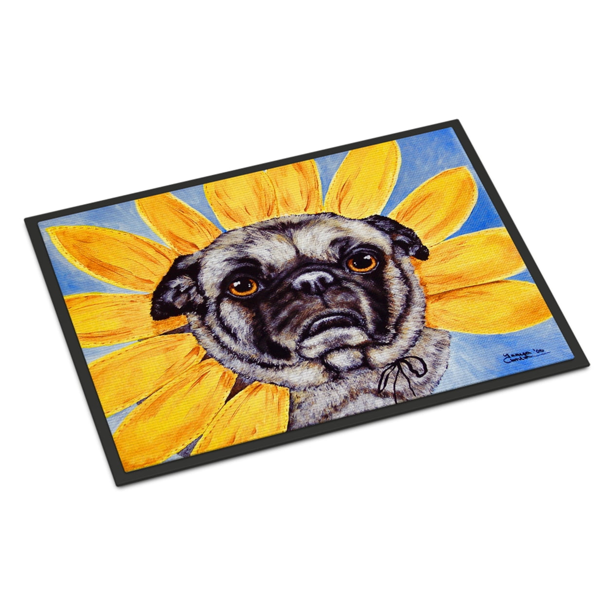 Carolines Treasures AMB1058JMAT Sunflower Pug Door Mat Indoor Rug or ...