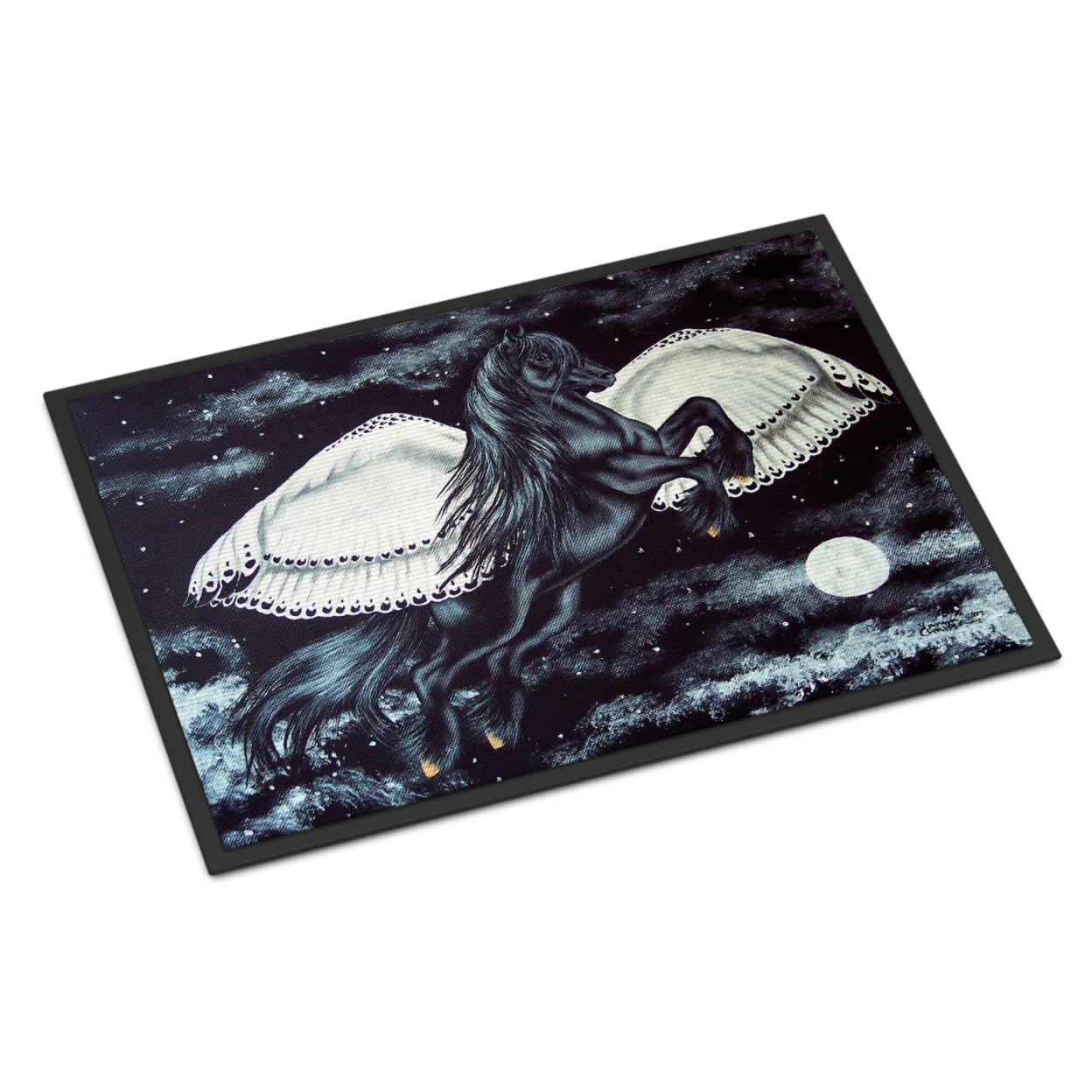 Carolines Treasures AMB1222JMAT Black Flying Horse Door Mat Indoor Rug ...