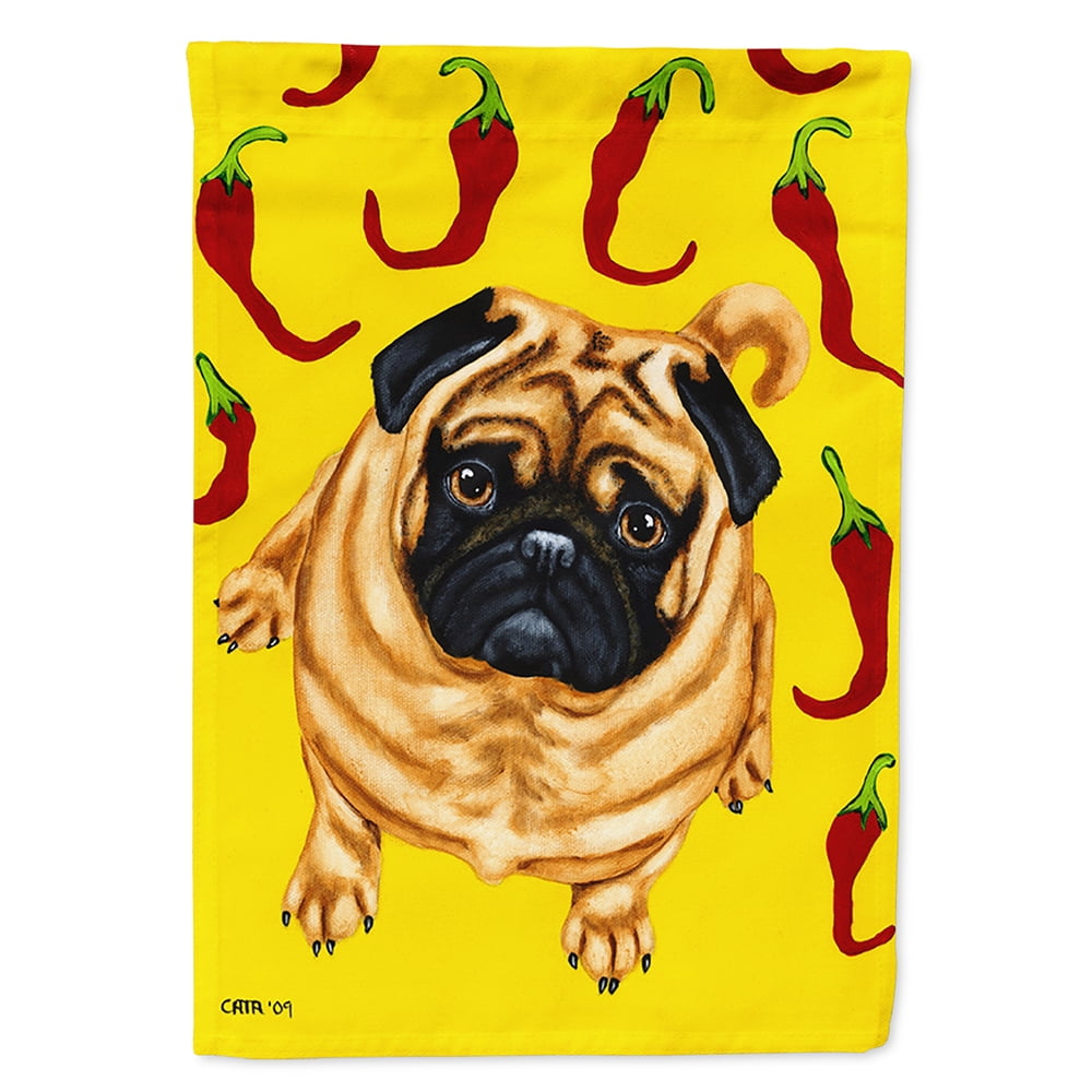 Carolines Treasures AMB1412CHF Pick a Pepper Pug Flag Canvas House Size ...