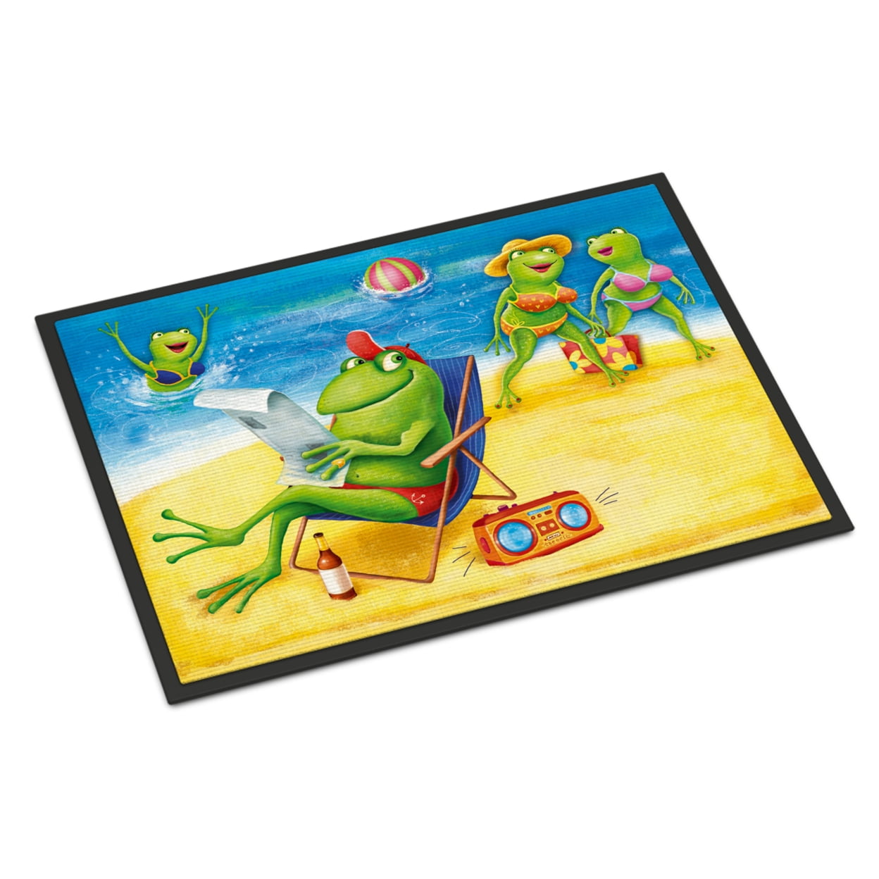 Carolines Treasures APH0080JMAT Frogs on the Beach Door Mat Indoor Rug ...