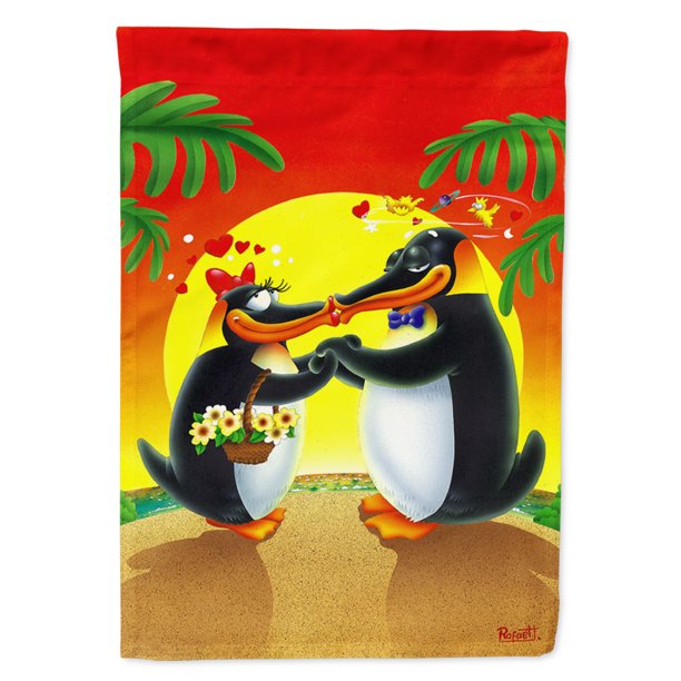 Carolines Treasures APH0245CHF In Love Valentines Day Penguins Flag ...