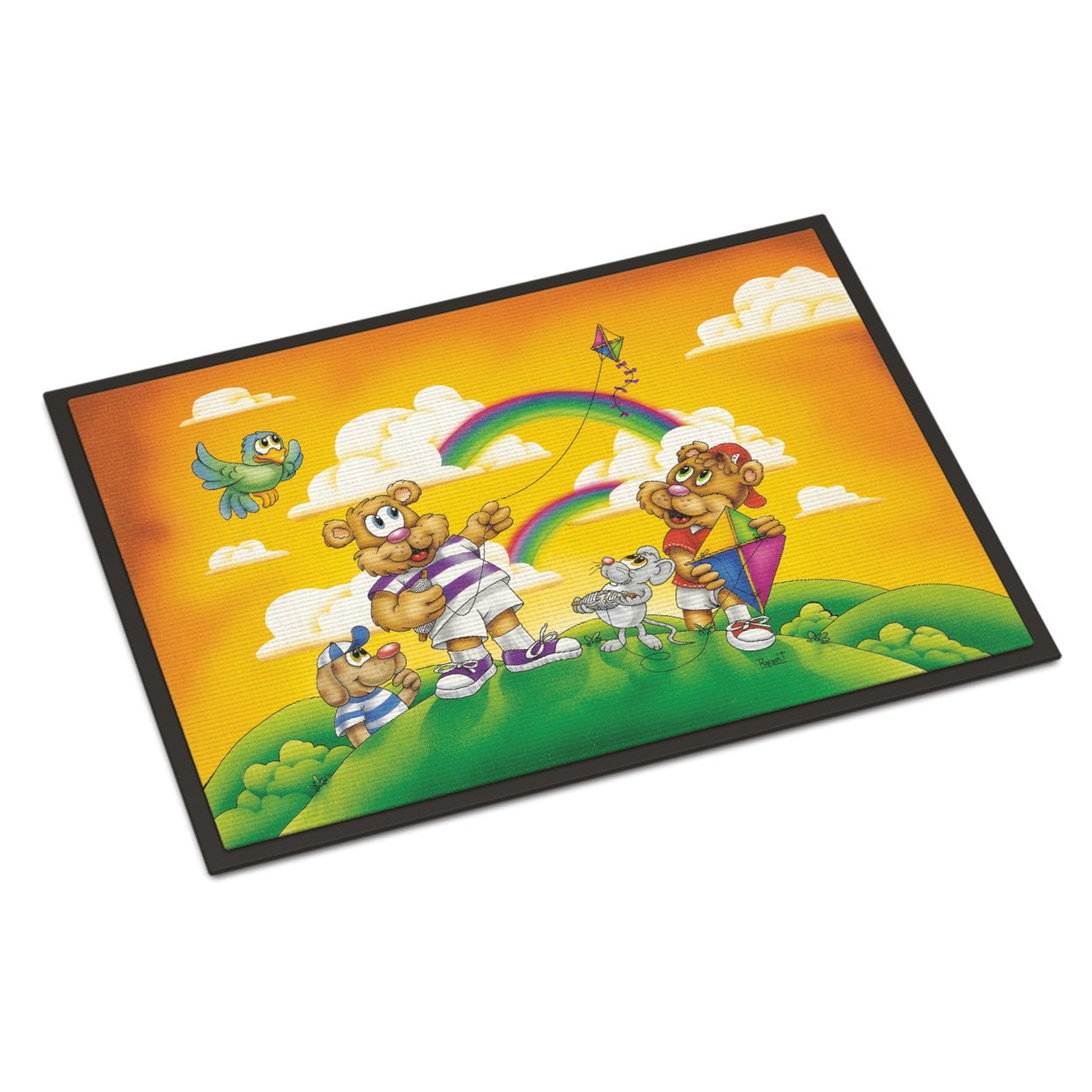 Carolines Treasures APH0374JMAT Bears Flying a Kite Door Mat Indoor Rug ...