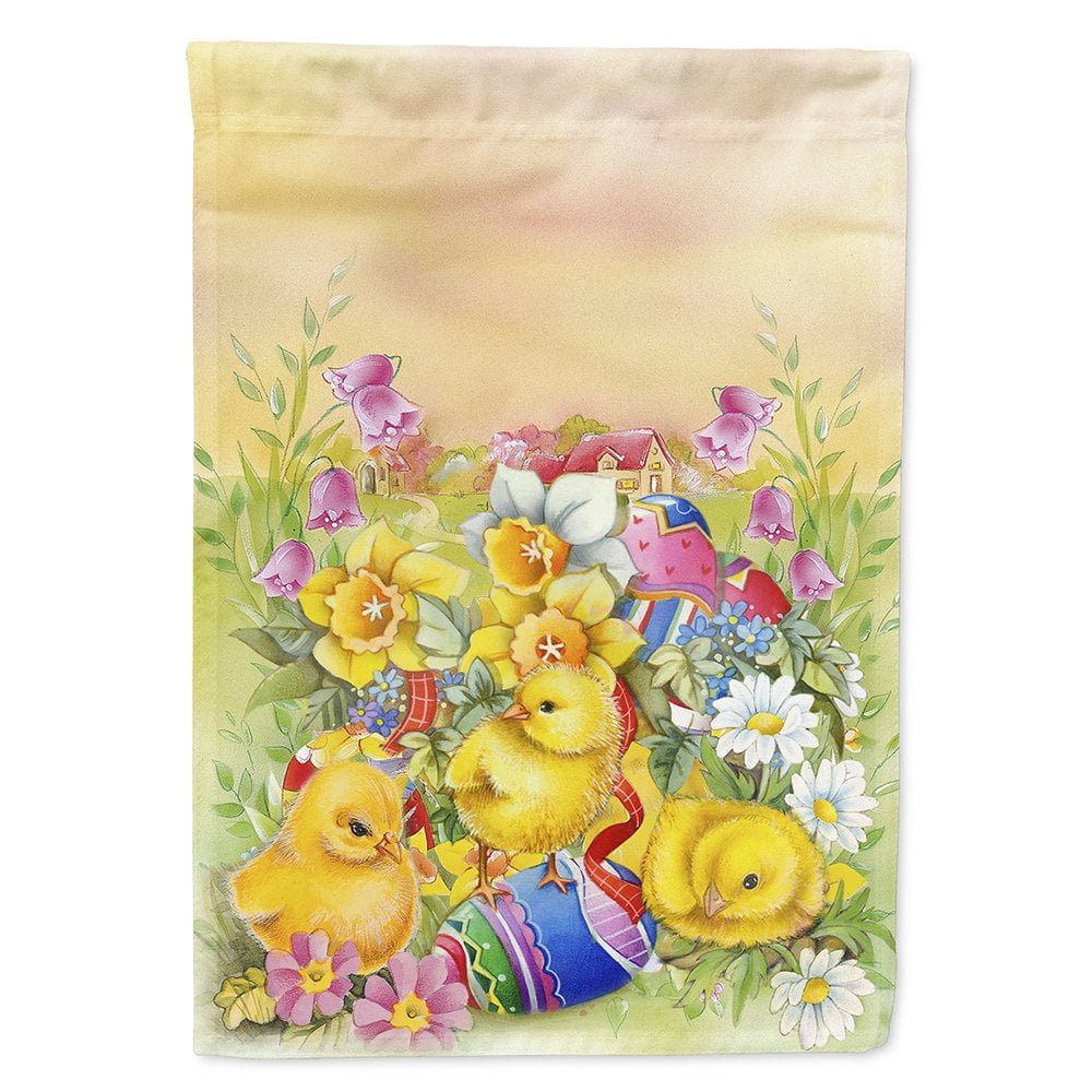 Carolines Treasures APH5613CHF Easter Chicks and Eggs Flag Canvas House ...