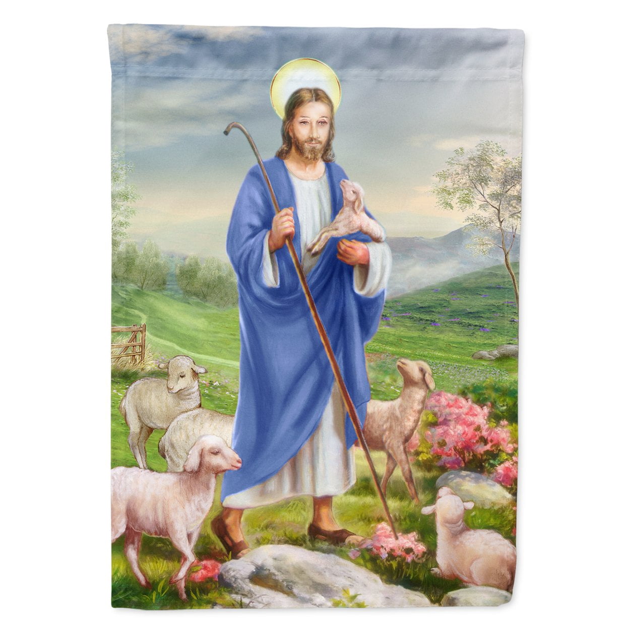 Carolines Treasures APH9640GF Jesus the Shepherd and his flock of sheep ...