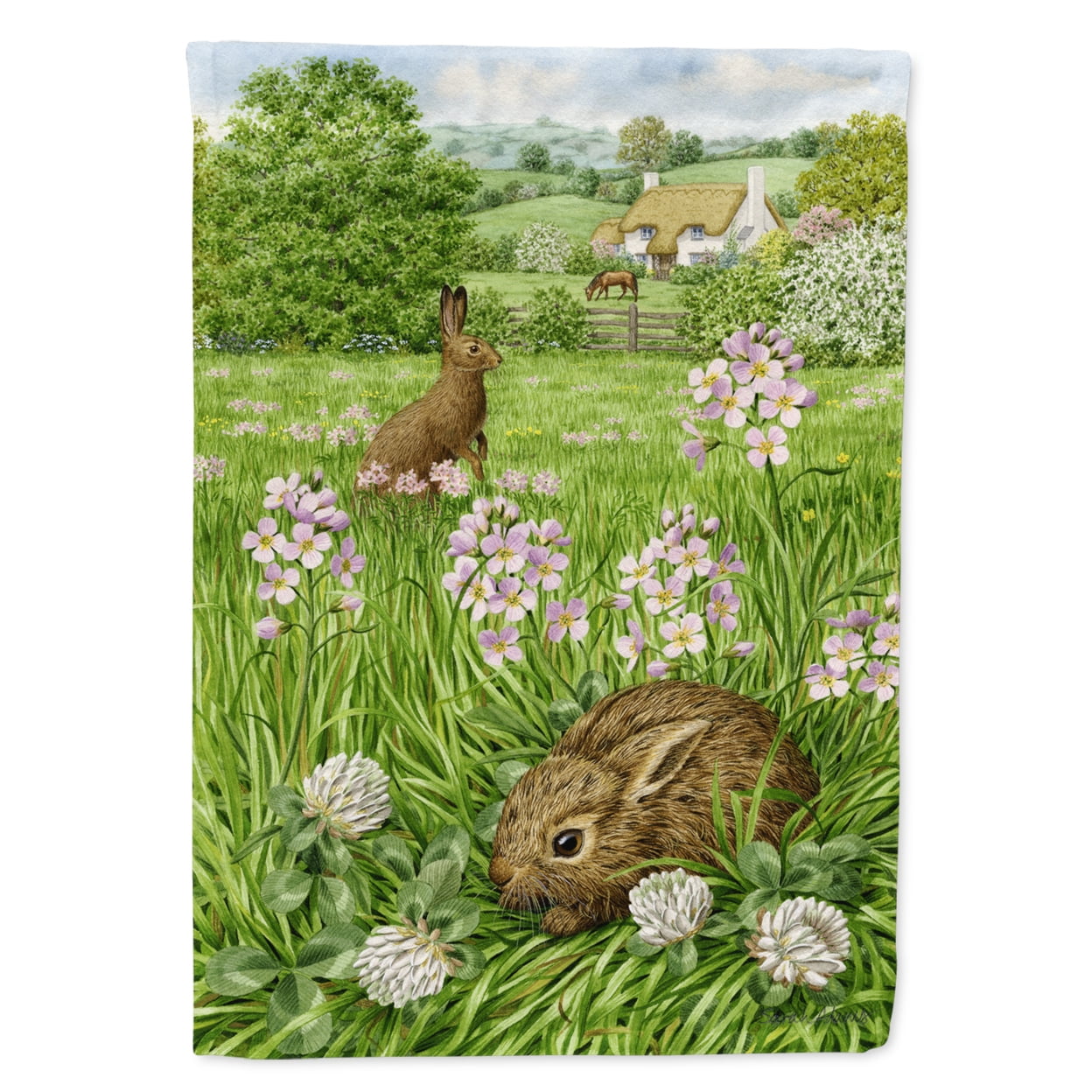 Carolines Treasures ASA2026GF Leveret and Momma Rabbit Flag Garden Size ...