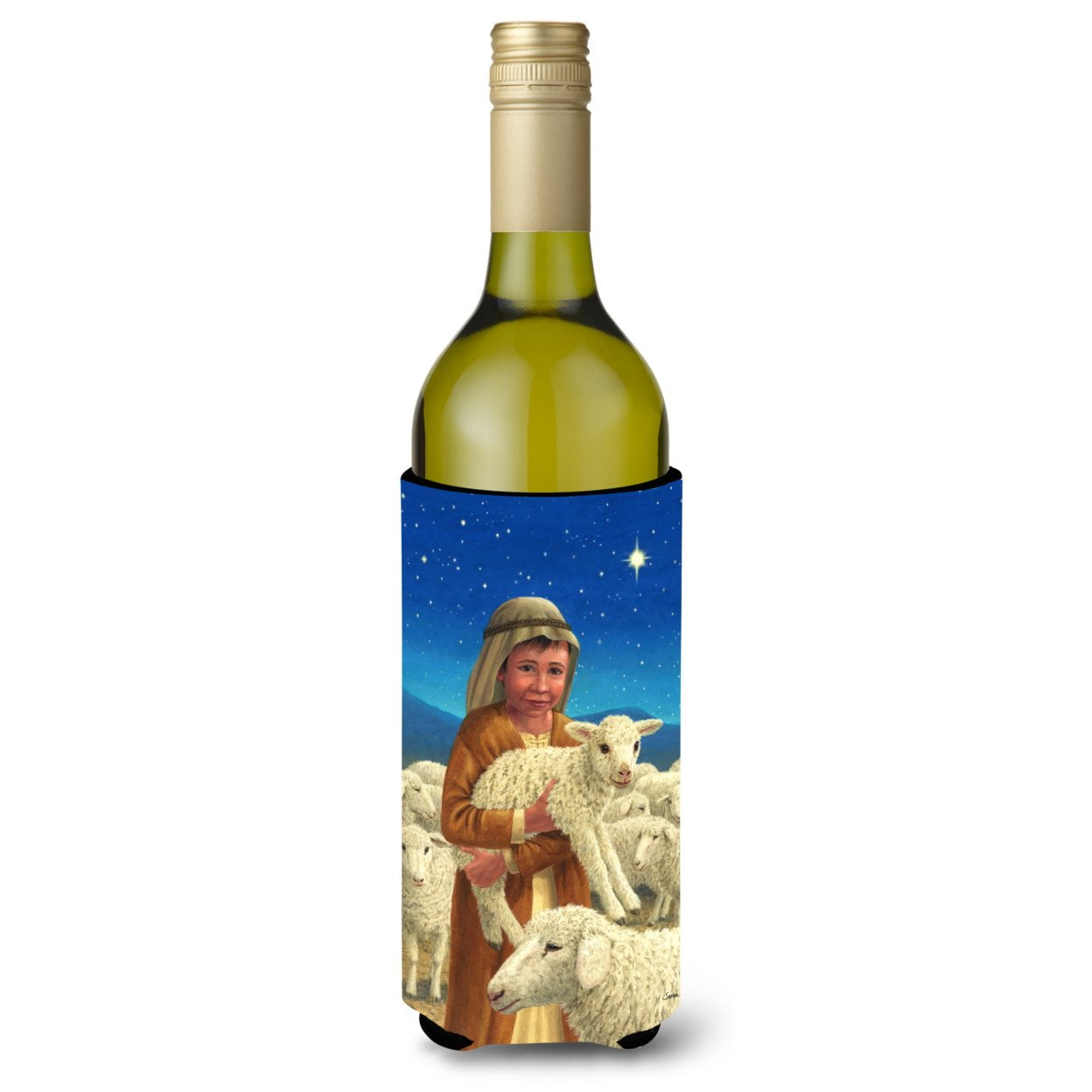 Carolines Treasures ASA2141LITERK Shepherd and his sheep Wine Bottle ...