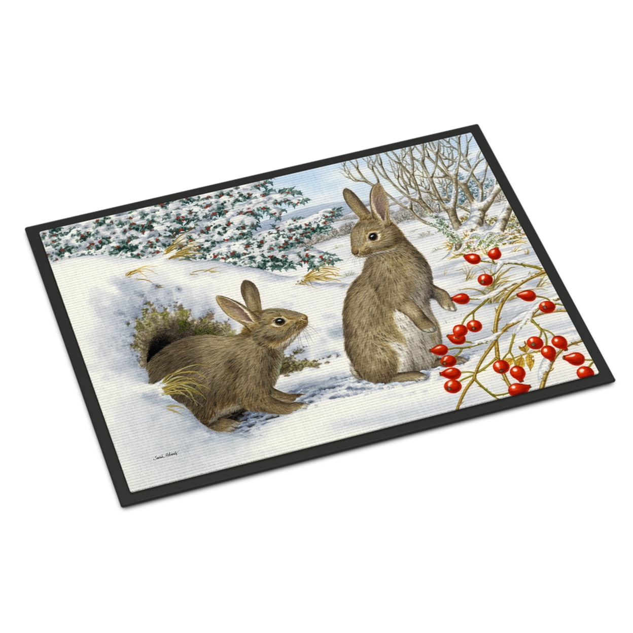 Carolines Treasures ASA2181JMAT Winter Rabbits Door Mat Indoor Rug or ...