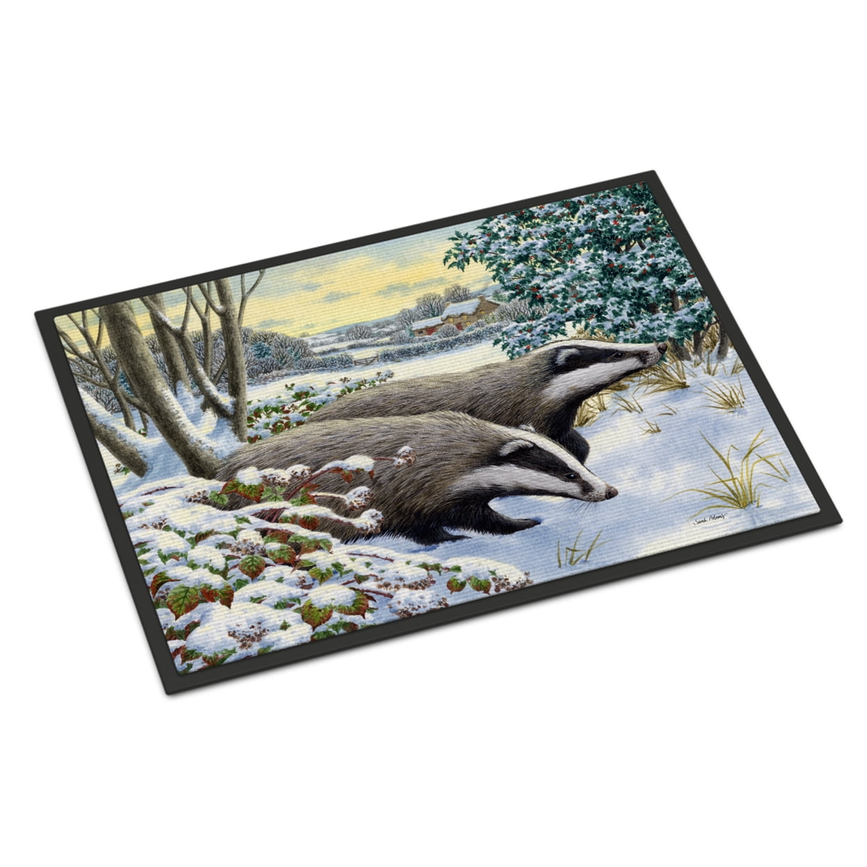 Carolines Treasures ASA2183JMAT Winter Badgers Door Mat Indoor Rug or ...