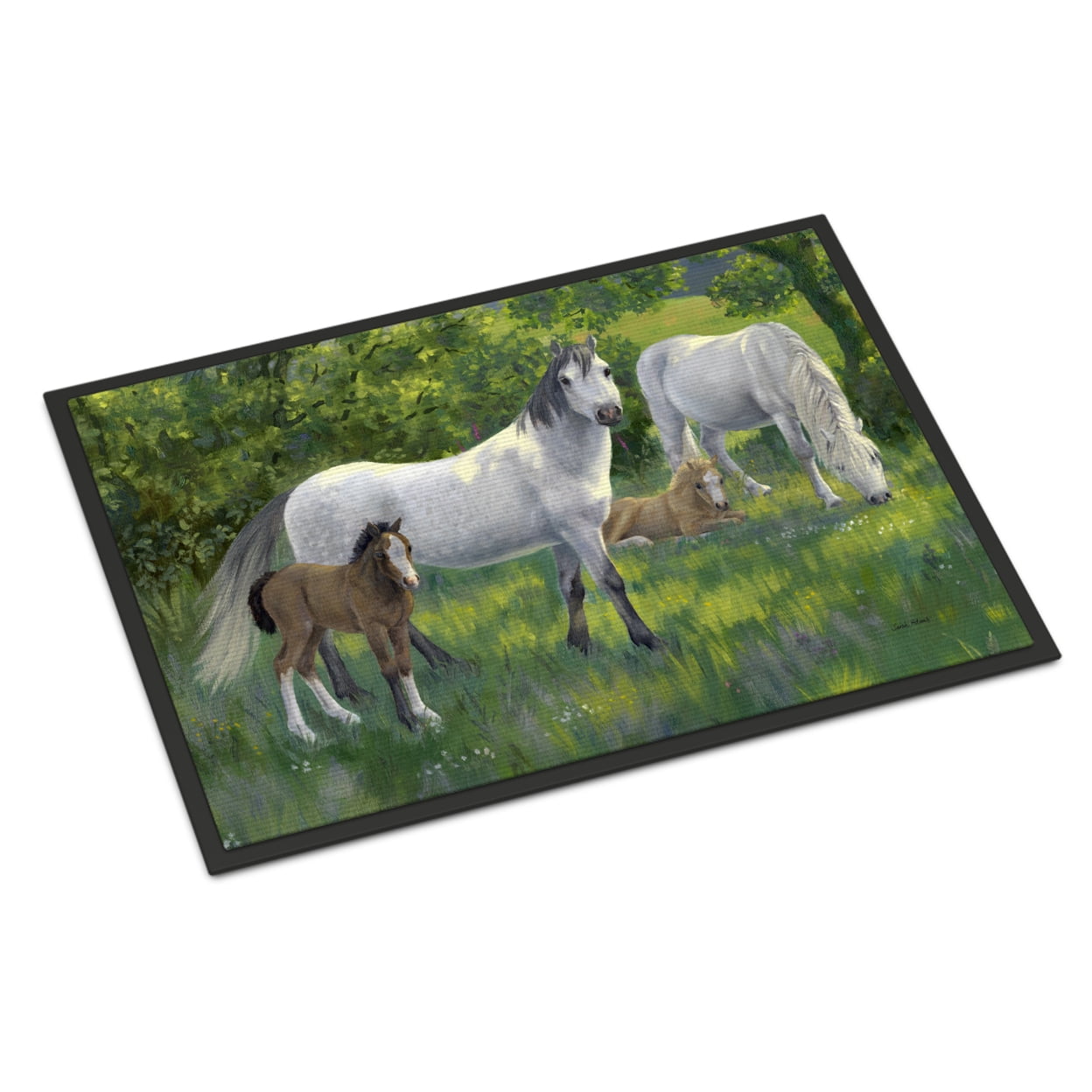 Carolines Treasures ASA2195MAT Group of Horses Door Mat Indoor Rug or ...