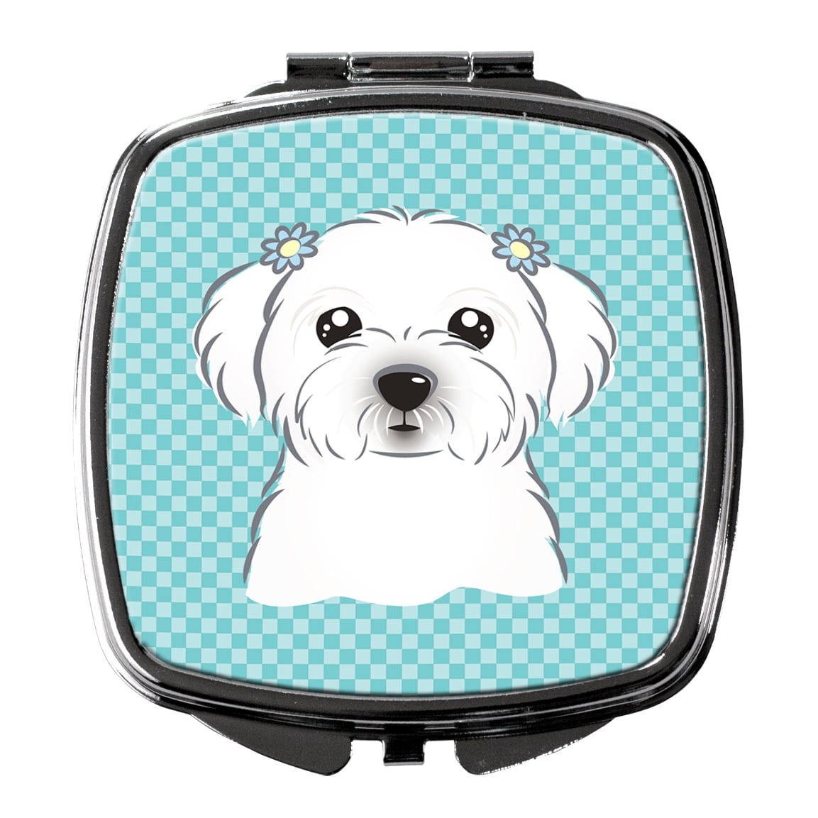 Carolines Treasures BB1146SCM Checkerboard Blue Maltese Compact Mirror ...