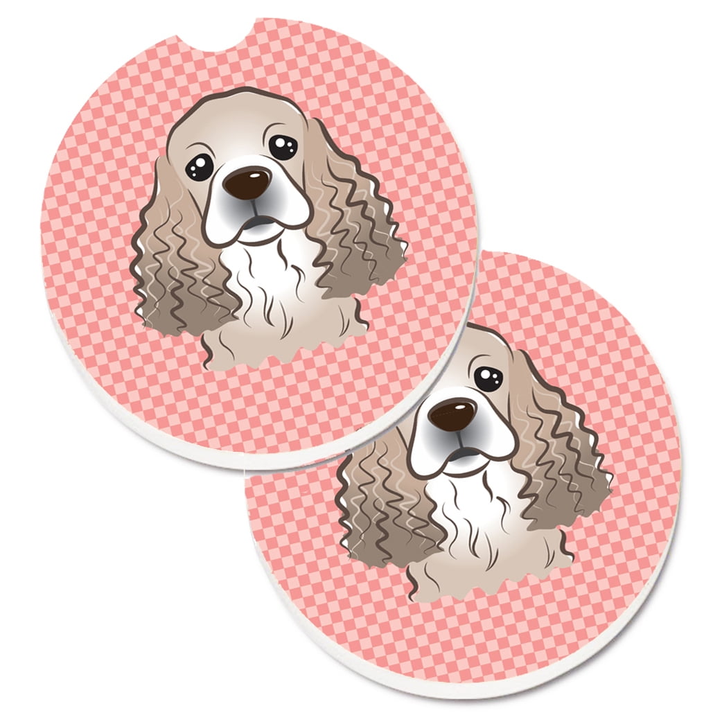 Carolines Treasures BB1216CARC Checkerboard Pink Cocker Spaniel Set of ...
