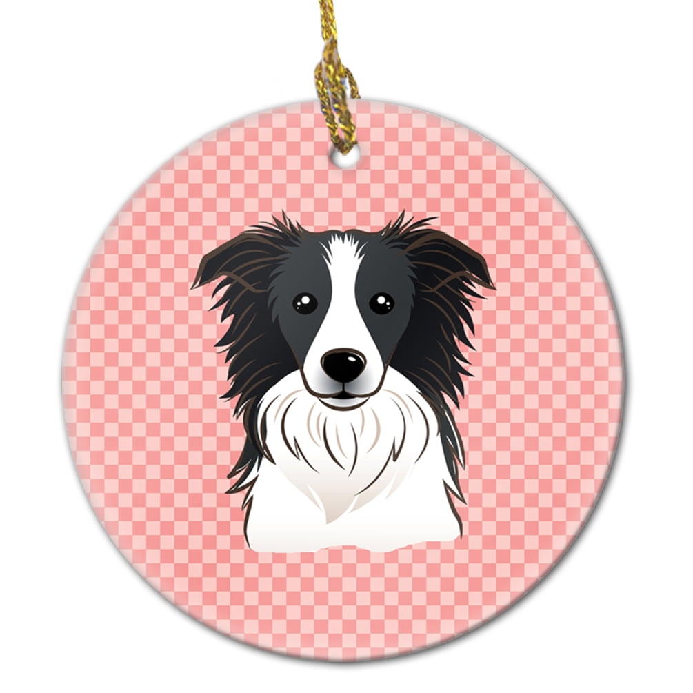 Carolines Treasures BB1241CO1 Checkerboard Pink Border Collie Ceramic ...