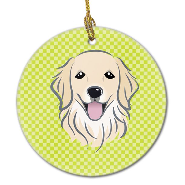 Carolines Treasures BB1267CO1 Checkerboard Lime Green Golden Retriever ...