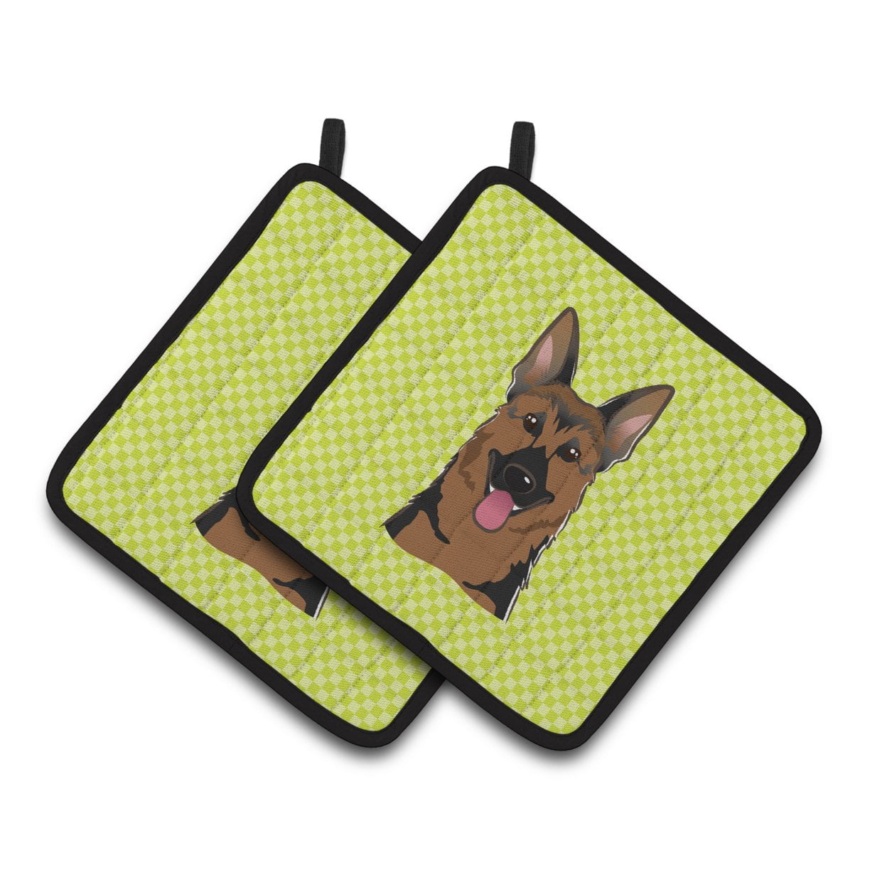 Carolines Treasures BB1273PTHD Checkerboard Lime Green German Shepherd ...