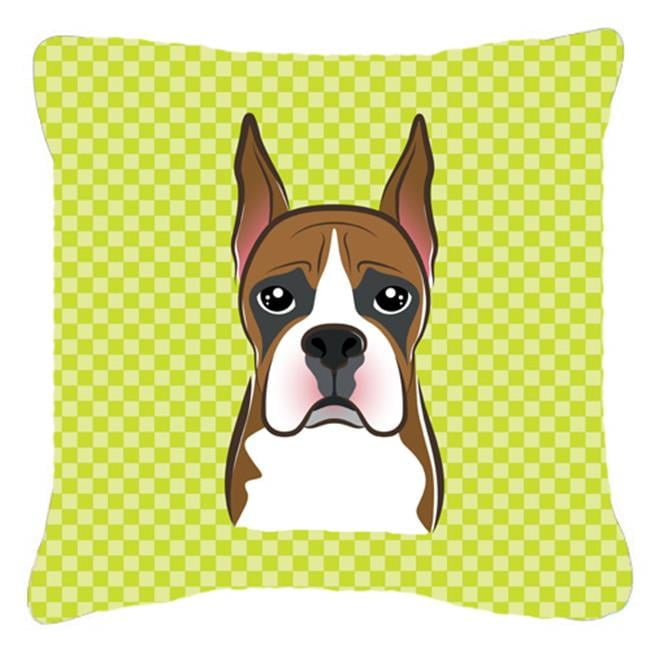 Carolines Treasures BB1285PW1818 Checkerboard Lime Green Boxer Fabric ...