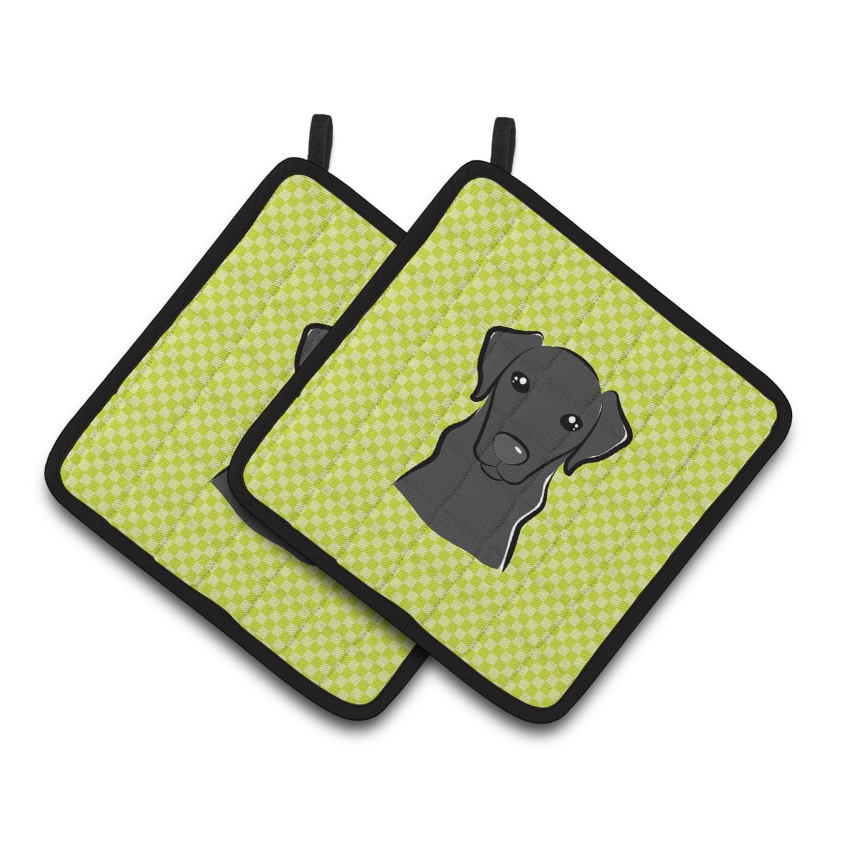 Carolines Treasures BB1297PTHD Checkerboard Lime Green Black Labrador ...
