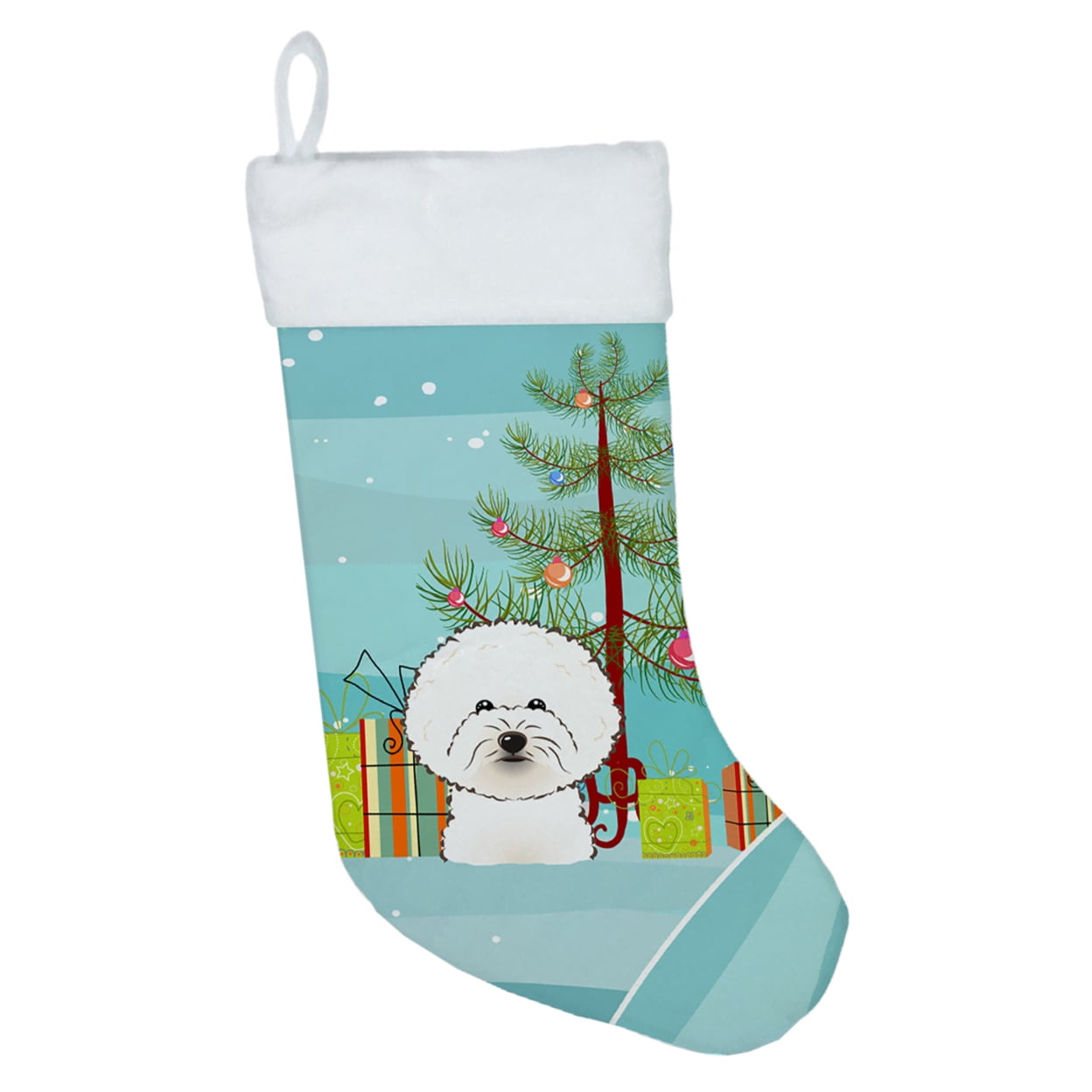 Christmas Tree and Bichon Frise Christmas Stocking - Walmart.com