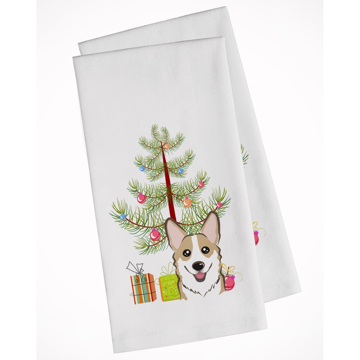 Carolines Treasures BB1625WTKT Christmas Tree and Sable Corgi White ...
