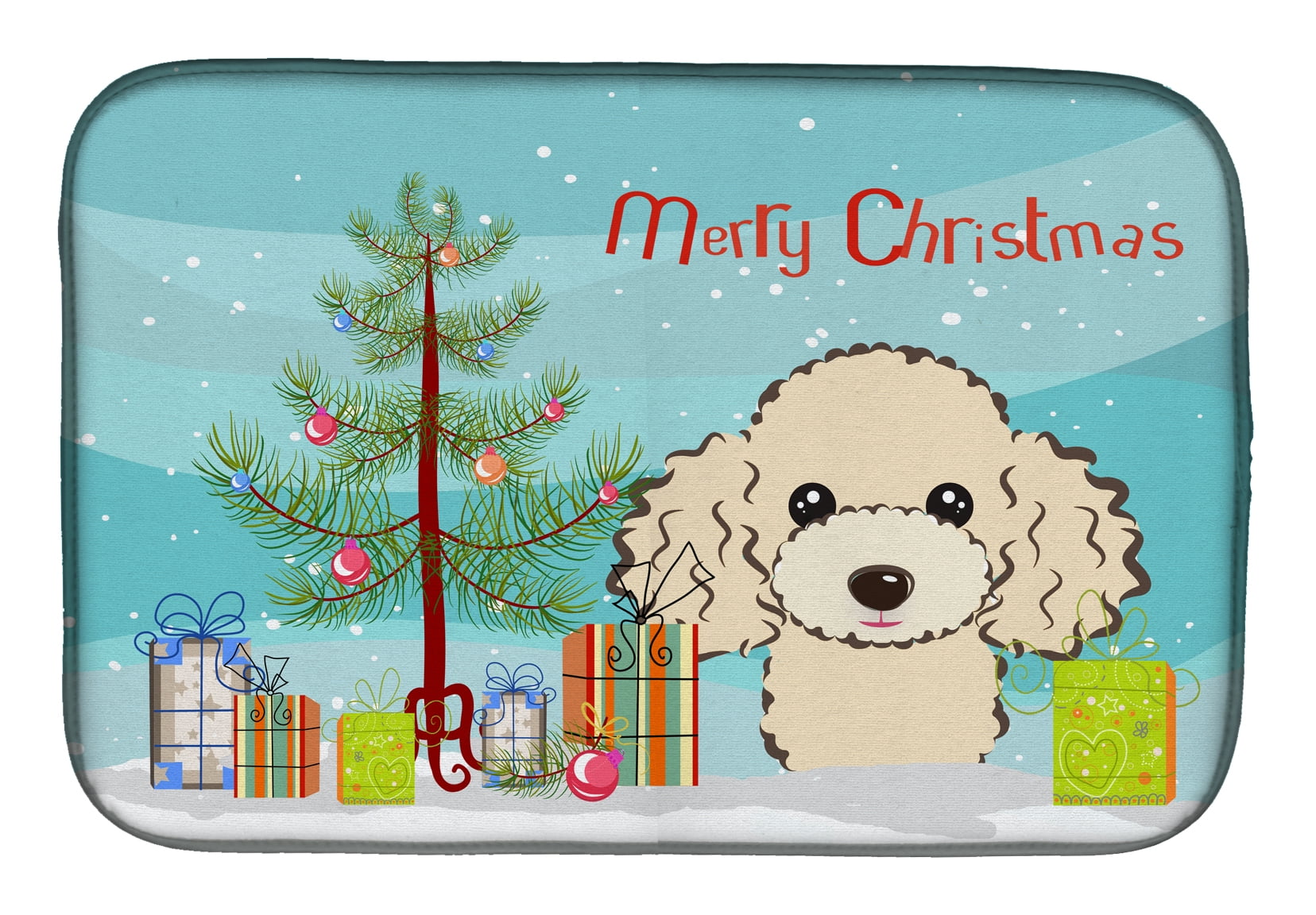 Christmas Tree and Buff Poodle Dish Drying Mat - Walmart.com