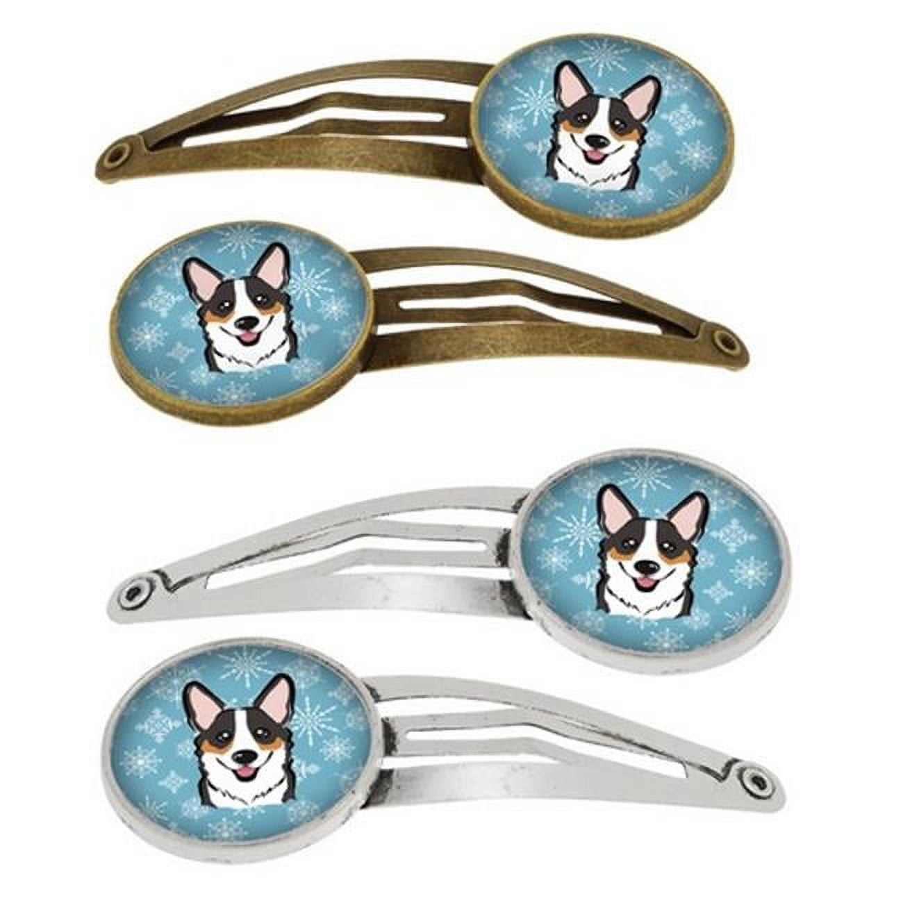 Carolines Treasures BB1689HCS4 Snowflake Tricolor Corgi Barrettes Hair ...