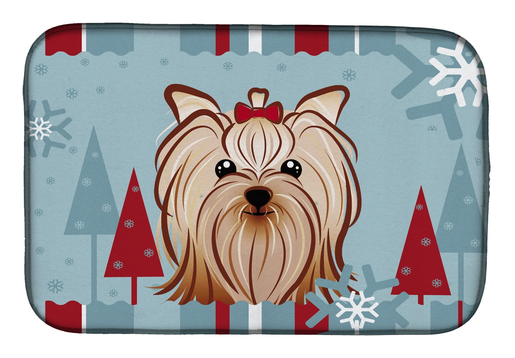 Winter Holiday Yorkie Yorkishire Terrier Dish Drying Mat - Walmart.com