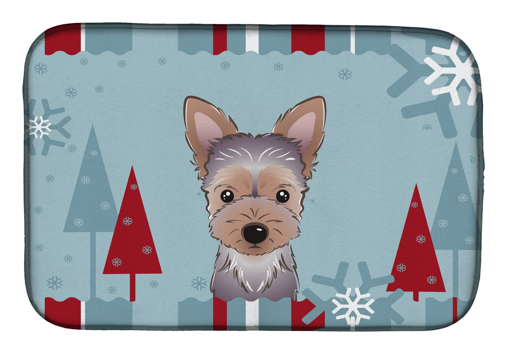 Winter Holiday Yorkie Puppy Dish Drying Mat - Walmart.com